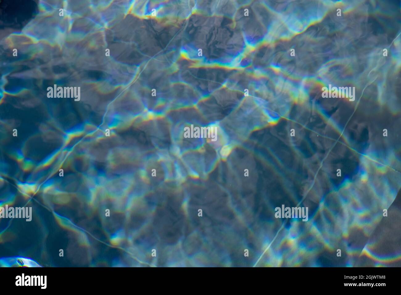 Shiny water of swimming pool on a sunny summer day. Close up of blue ...