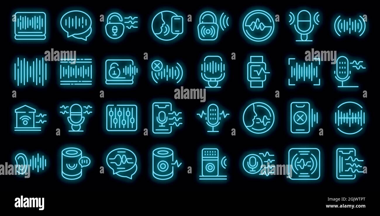 Speech recognition icons set. Outline set of speech recognition vector ...