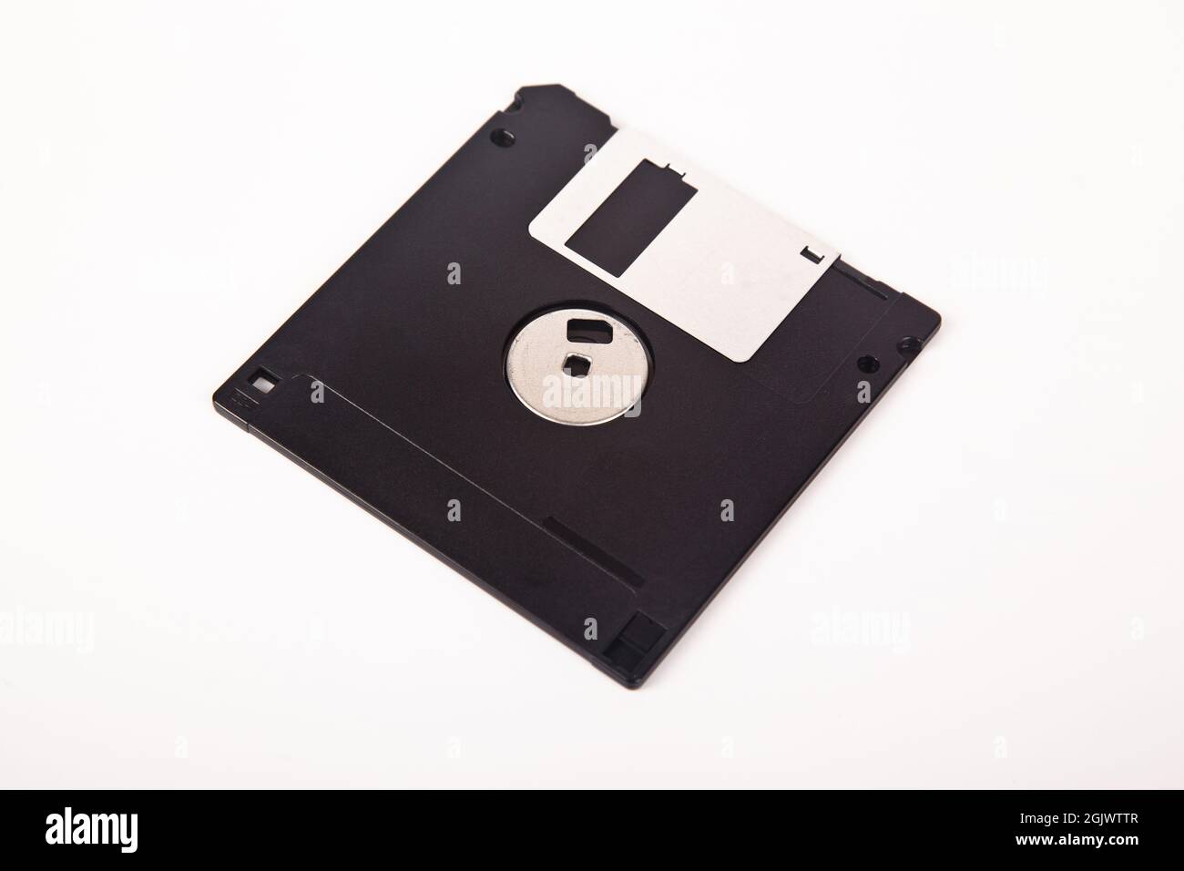 Old computer and data storage technology, black plastic magnetic floppy ...
