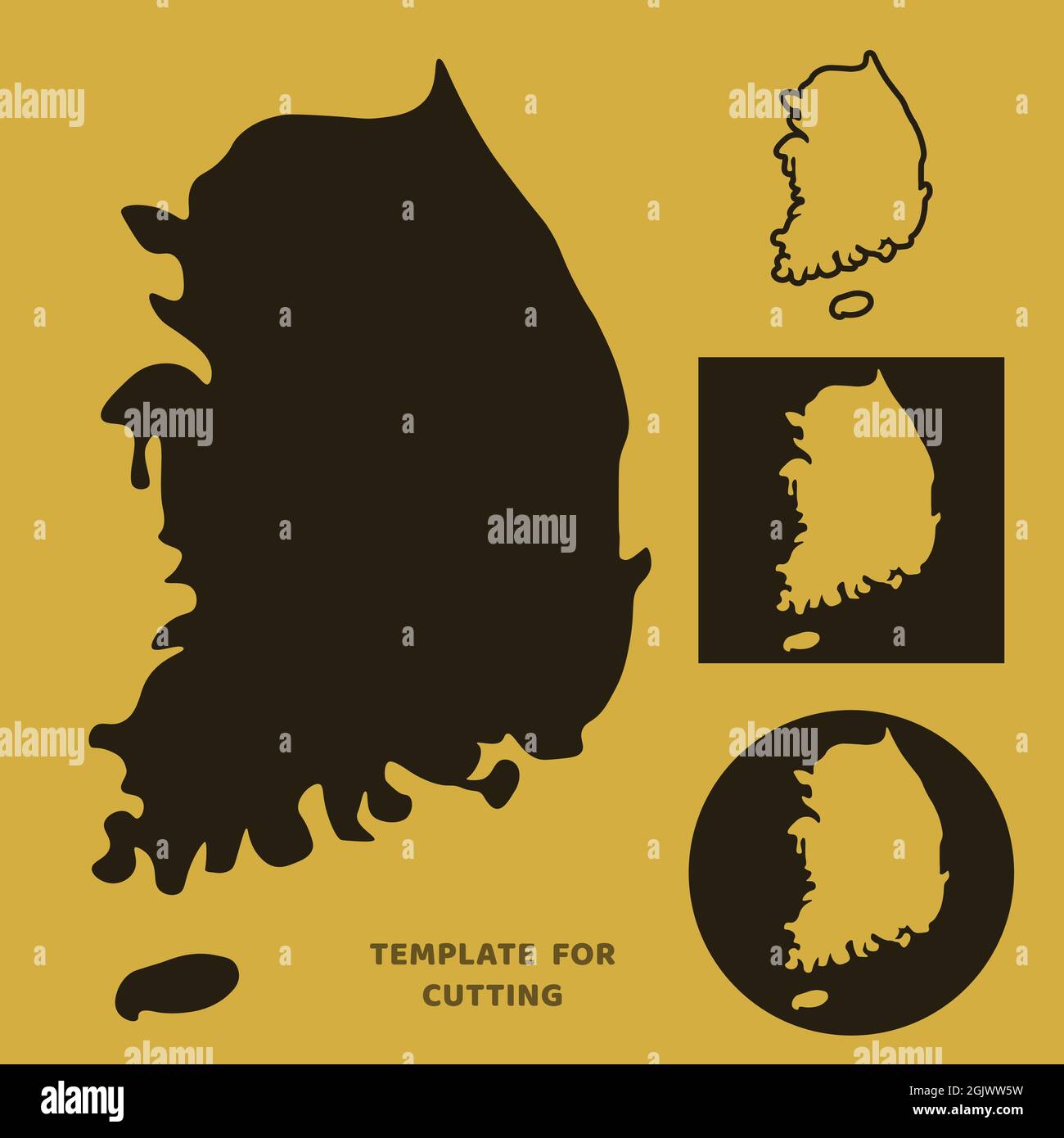 South korea map Template for laser cutting, wood carving, paper cut ...
