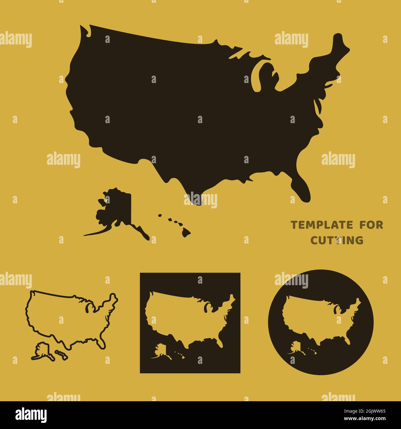 United States of America map Template for laser cutting, wood carving ...