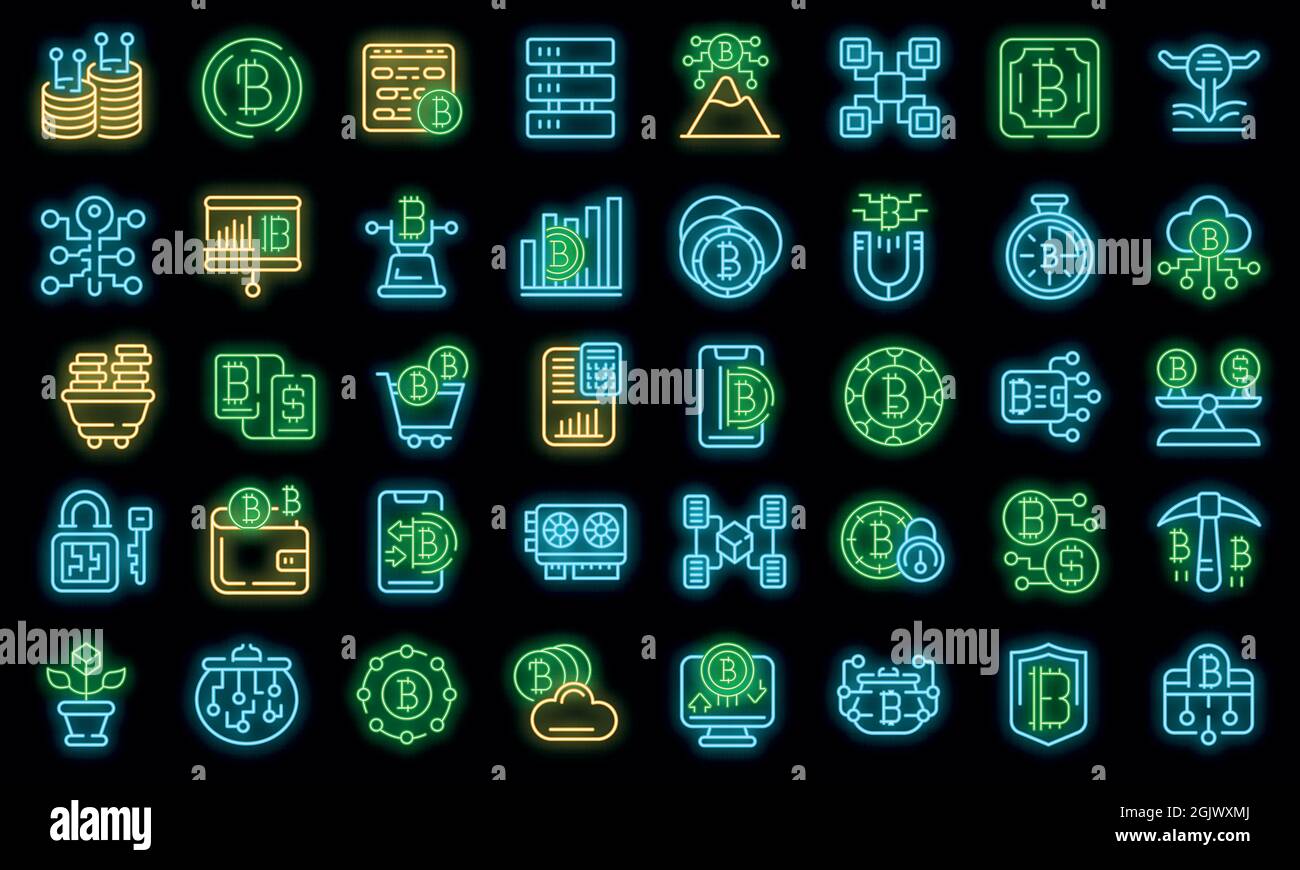 Cryptocurrency icons set. Outline set of cryptocurrency vector icons ...