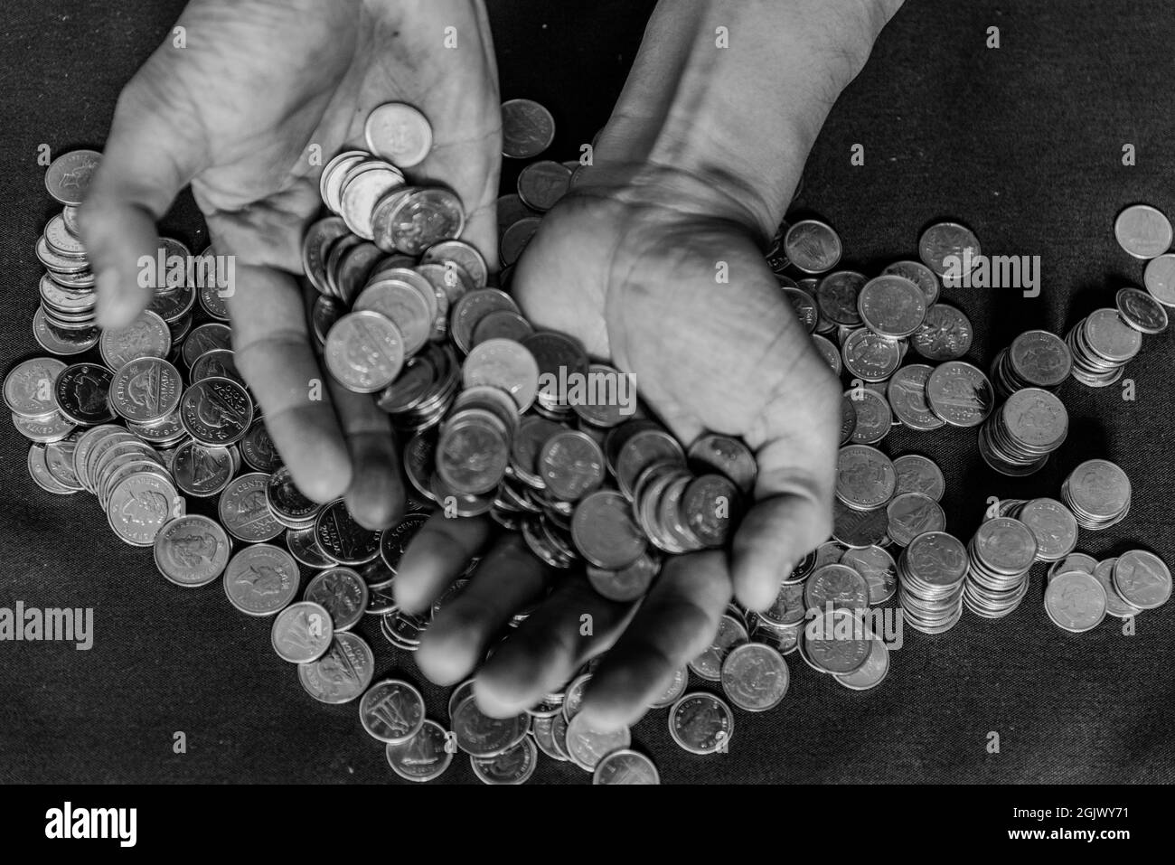 counting coins, coins, penny, cents Stock Photo - Alamy