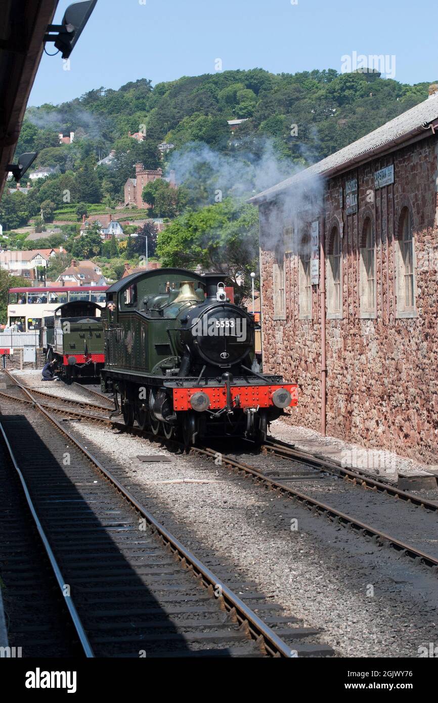 Tank Locomotive working the line. Minehead station Stock Photo - Alamy