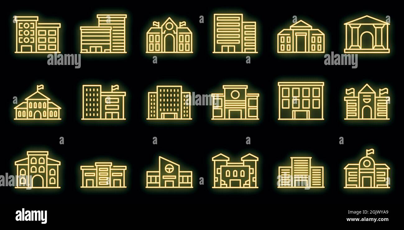 Campus icons set. Outline set of campus vector icons neon color on ... Campus icons set. Outline set of campus vector icons neon color on ...
