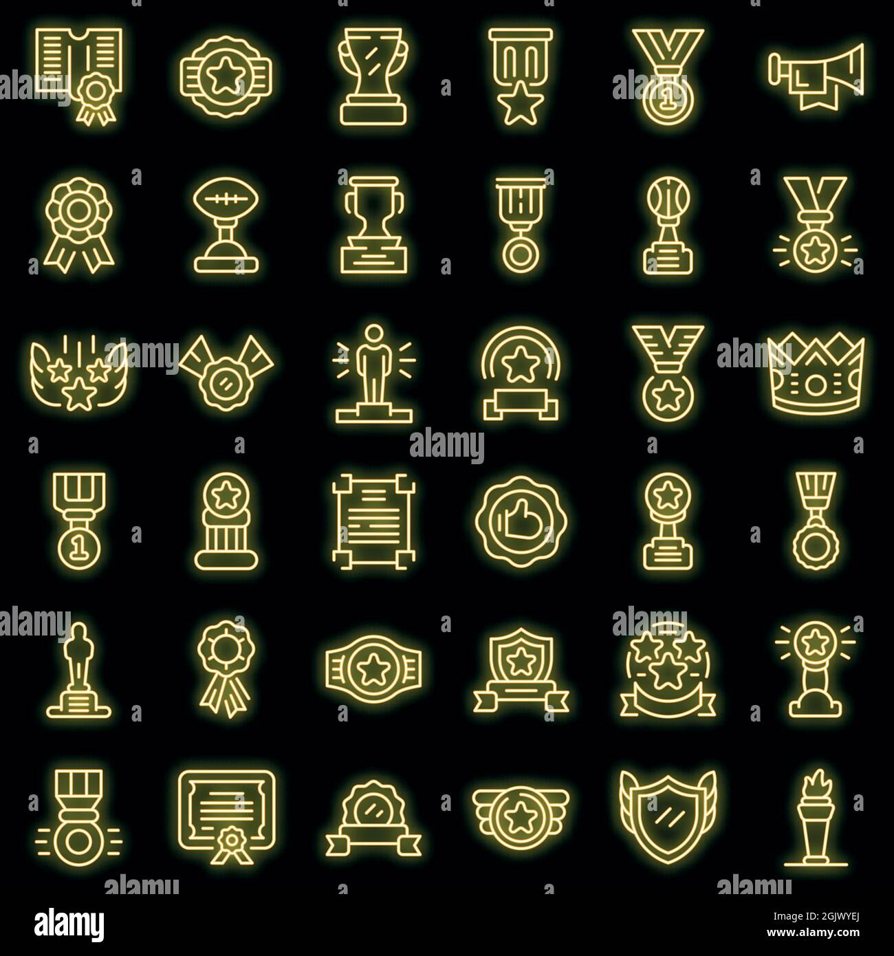 Winner awarding icons set. Outline set of winner awarding vector icons ...