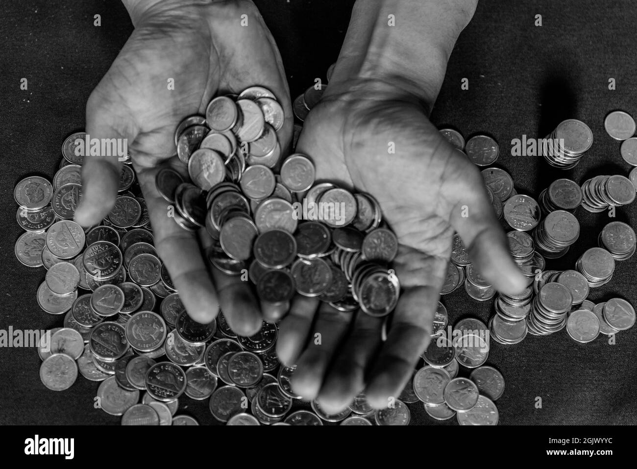 counting coins, coins, penny, cents Stock Photo - Alamy