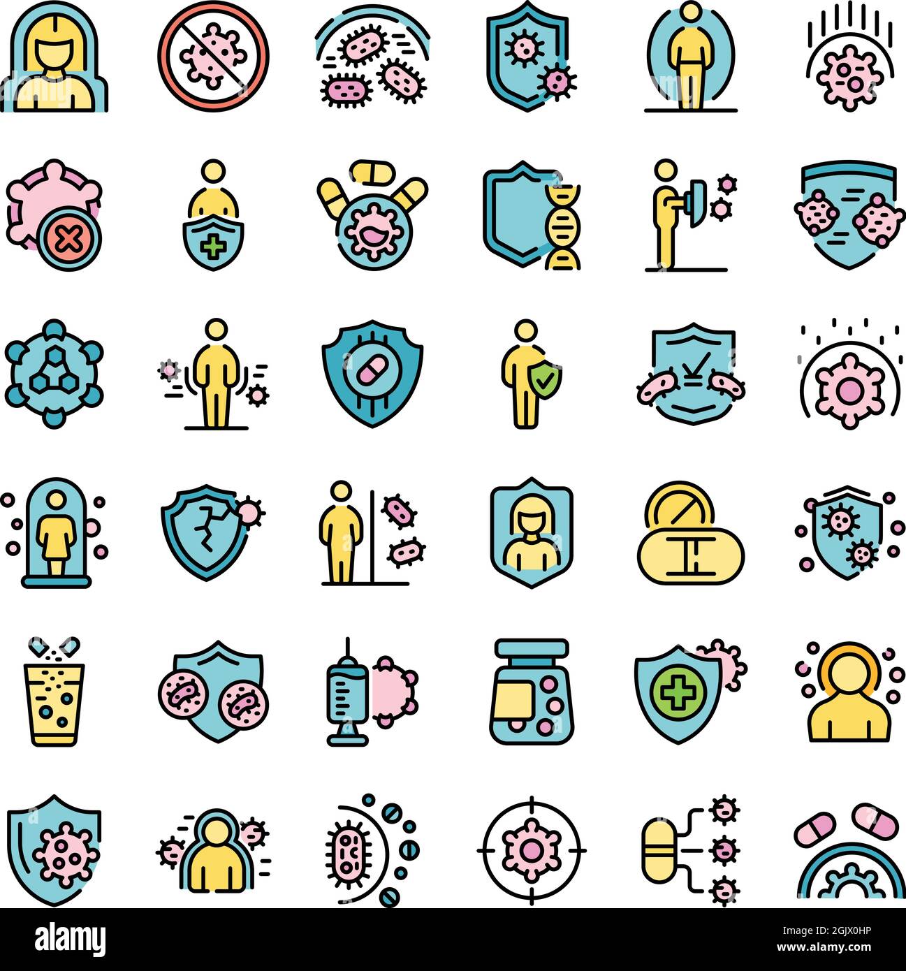Antibiotic resistance icons set. Outline set of antibiotic resistance ...