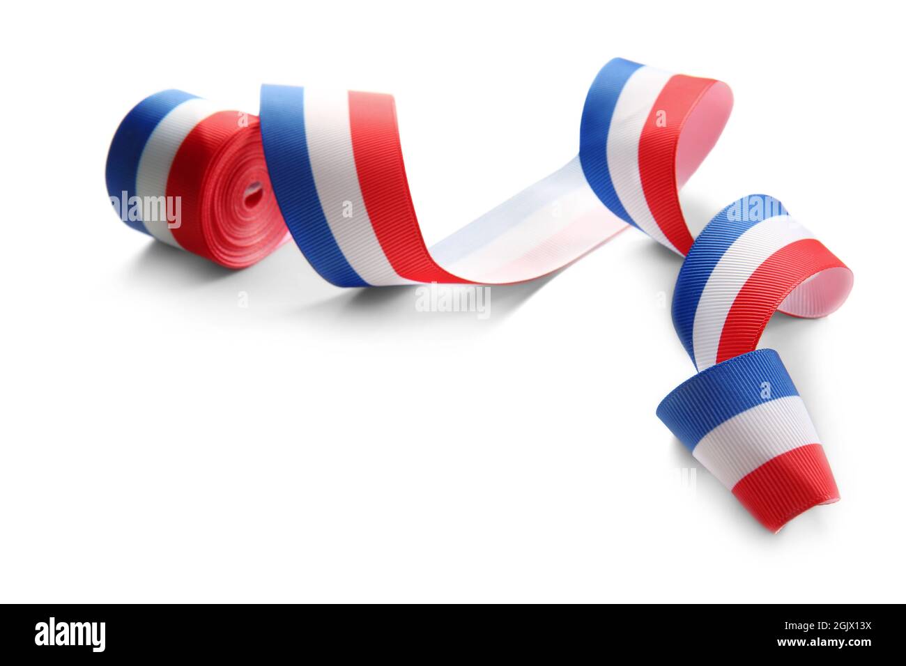 Ribbon in colors of French flag on white background Stock Photo - Alamy