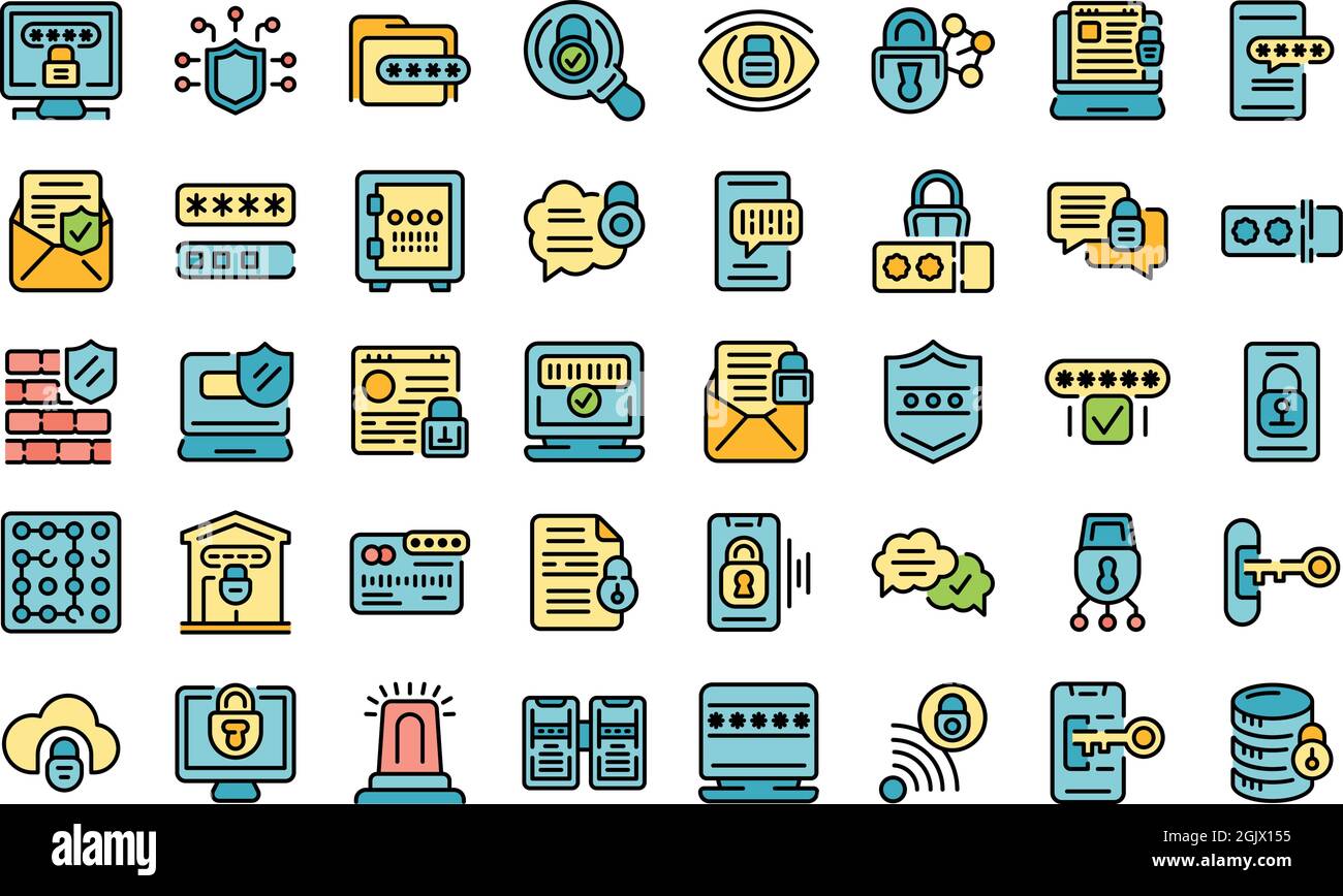 Password Protection Icons Set Outline Set Of Password Protection