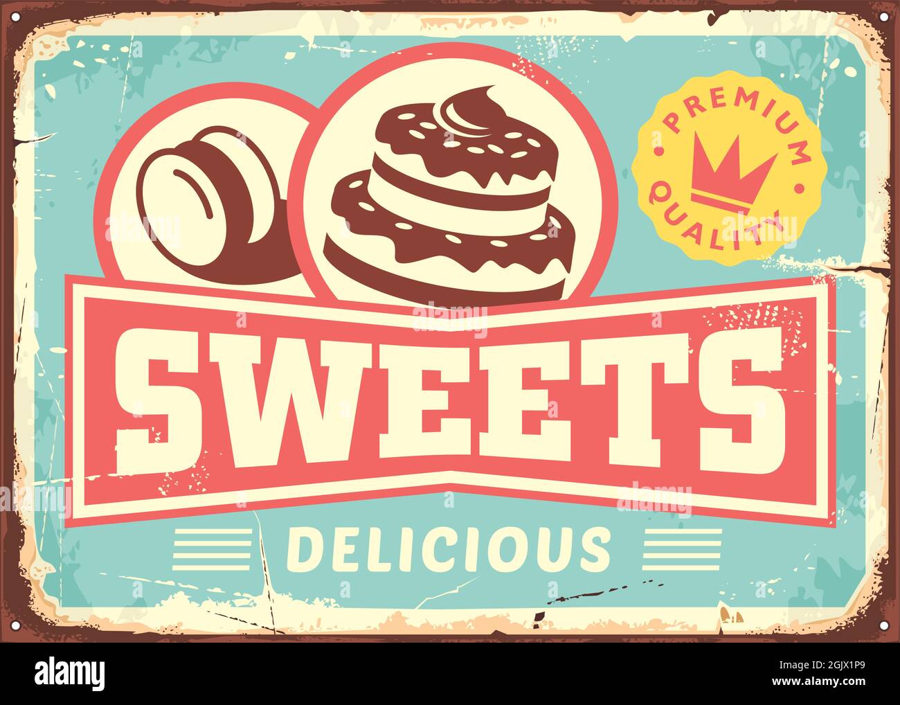 Vintage sign post template for cakes and candies store. Bakery shop ...