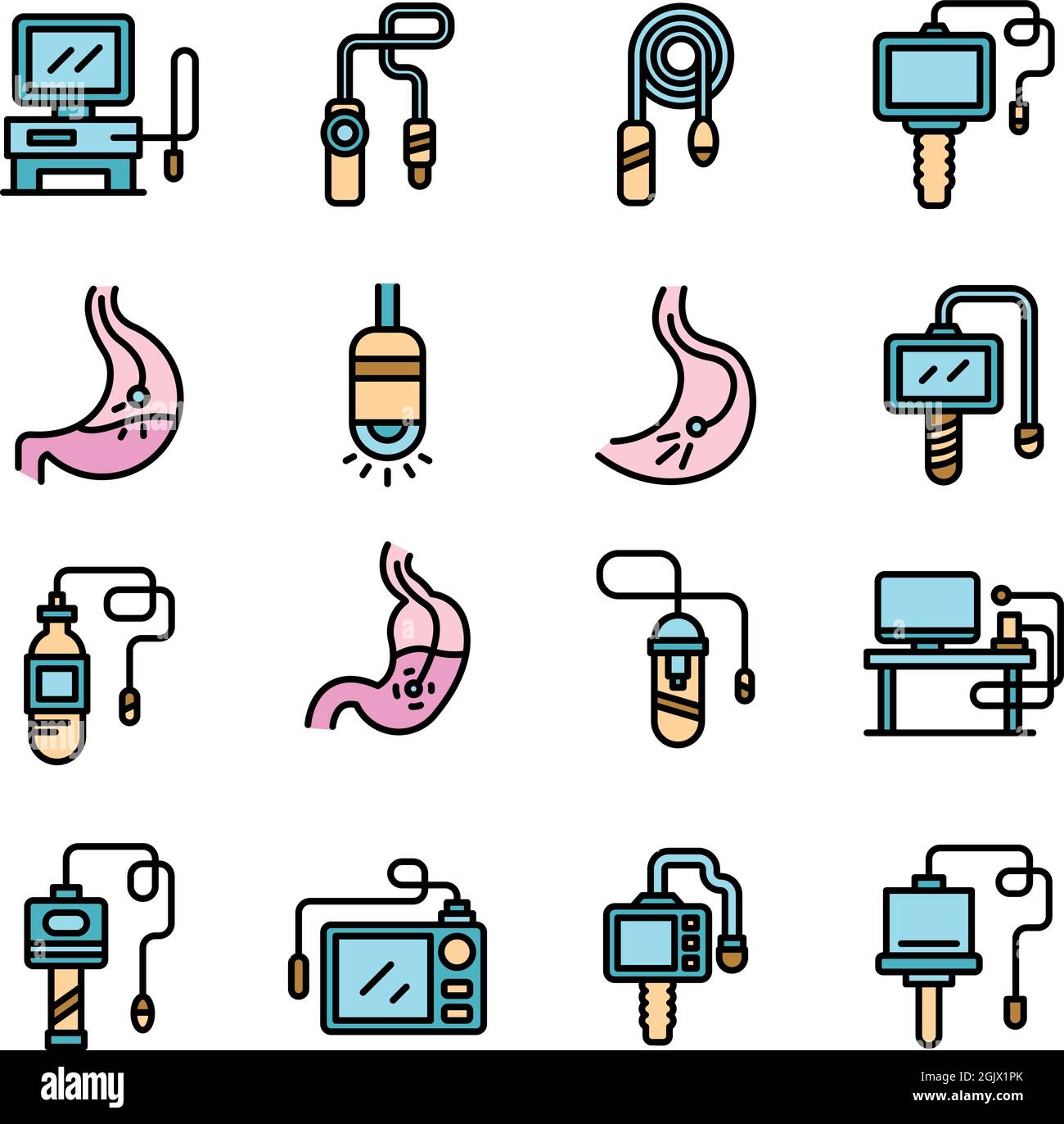 Endoscope icons set. Outline set of endoscope vector icons thin line ... Endoscope icons set. Outline set of endoscope vector icons thin line ...