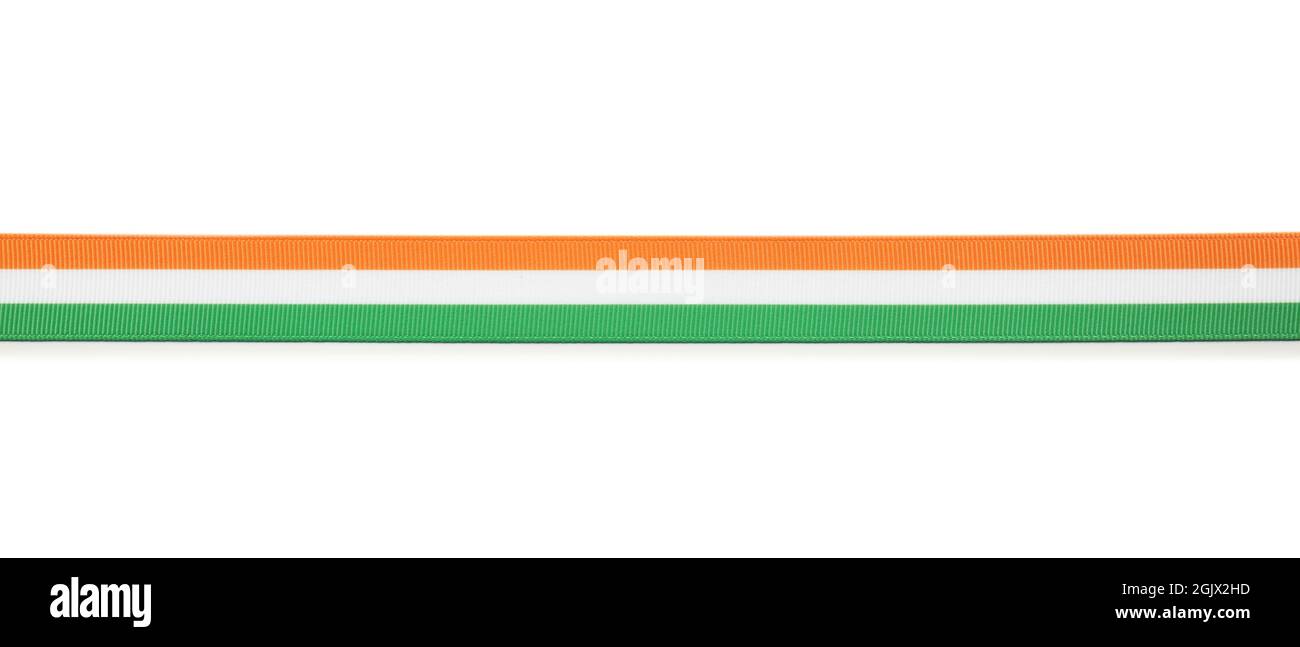 Ribbon in colors of Indian flag isolated on white Stock Photo - Alamy