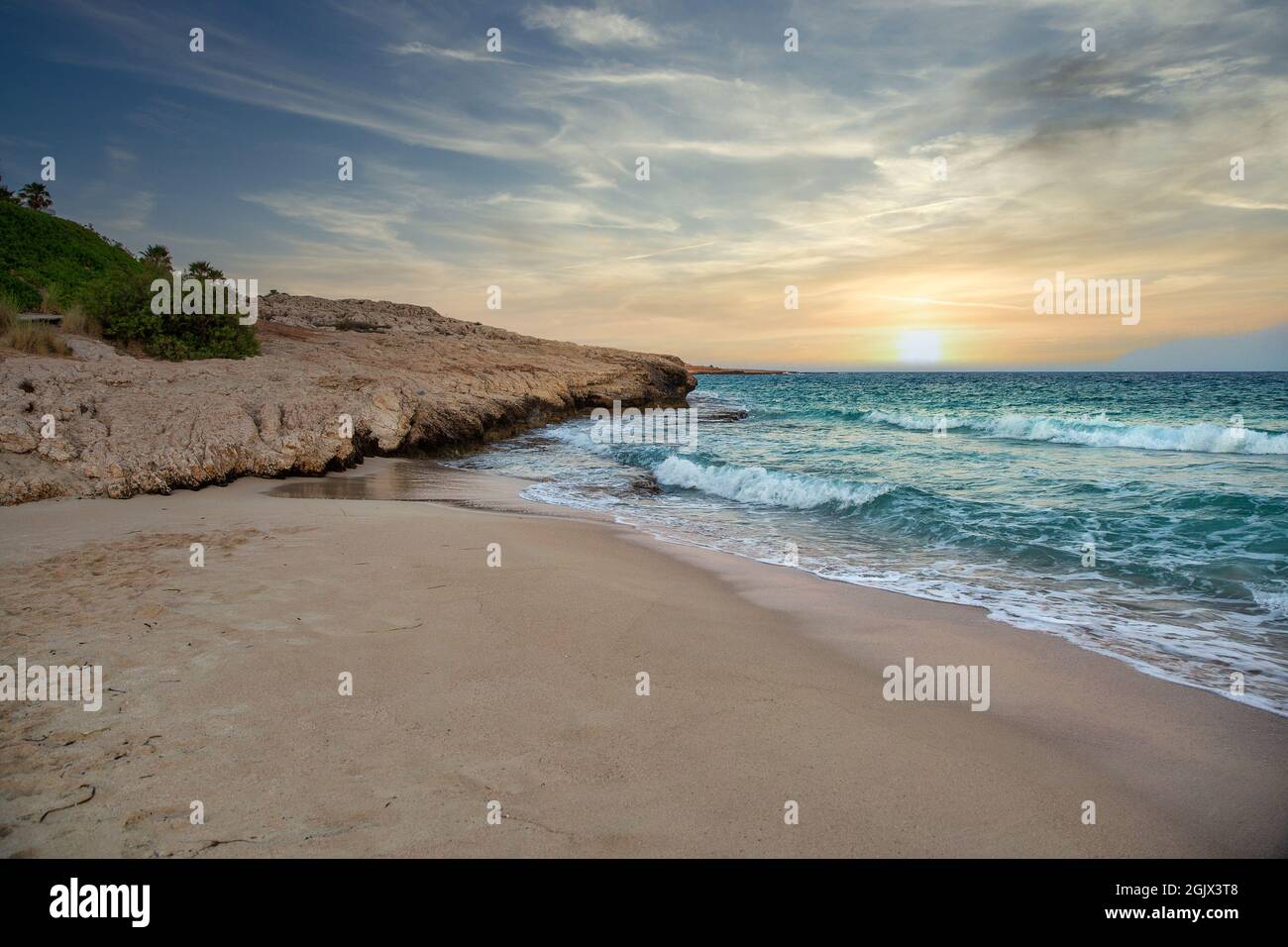 Summer evening landscape sandy beach. Ayia Napa, Cyprus Stock Photo - Alamy
