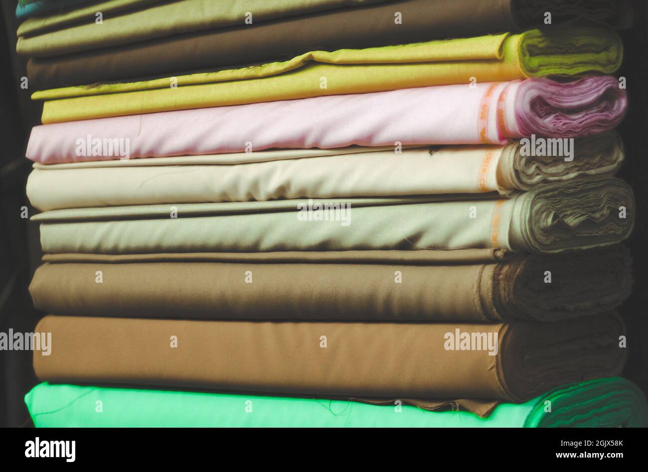 colorful fabric cotton rolls in textile shop industry manufacture ...