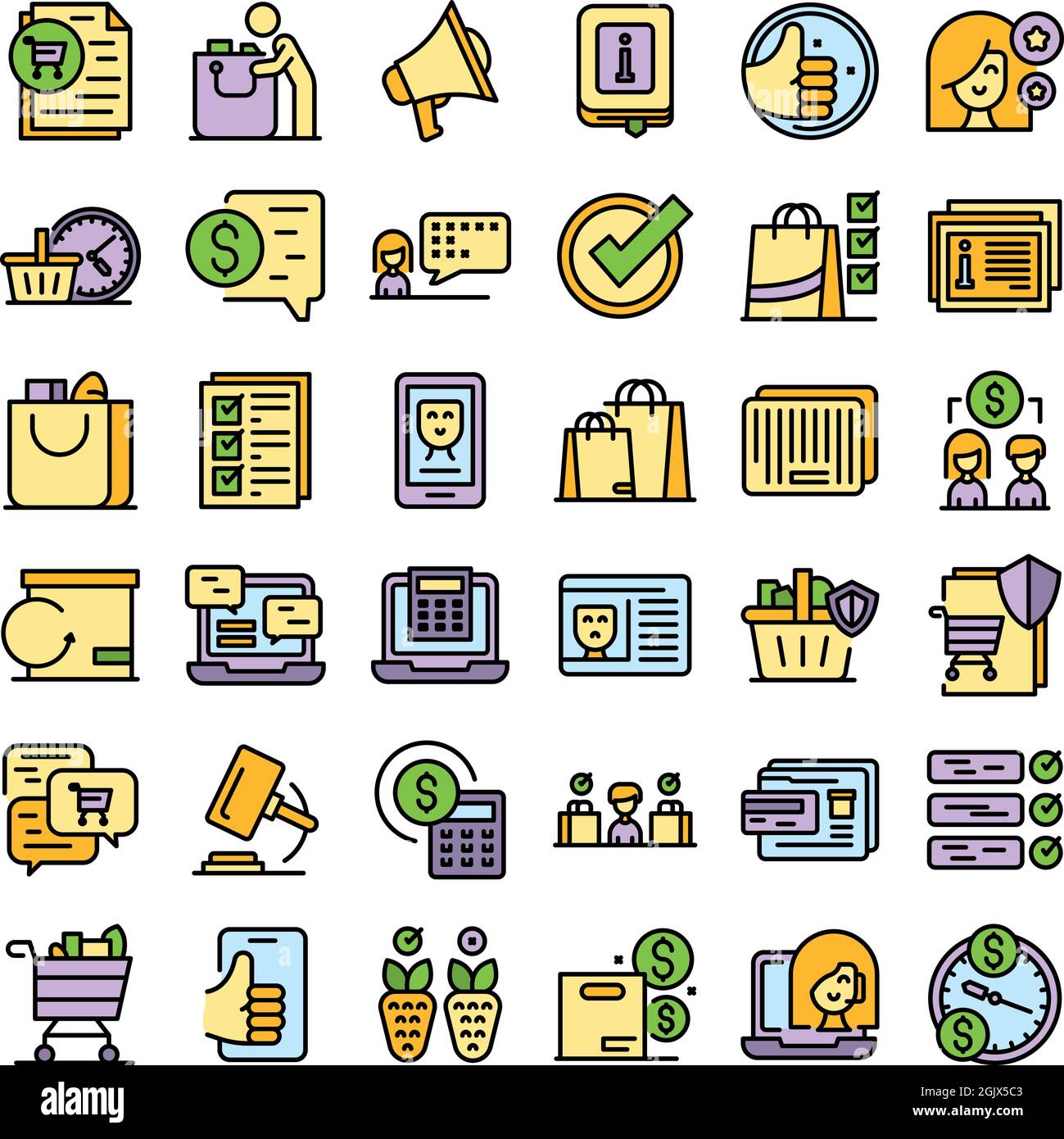 Consumer rights icons set. Outline set of consumer rights vector icons ...