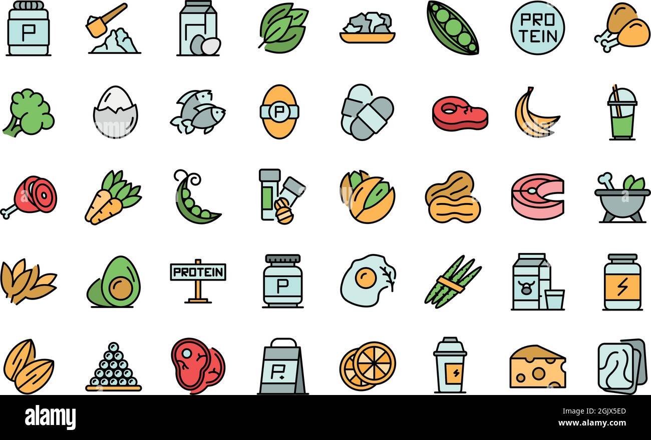 Protein nutrient icon. Outline protein nutrient vector icon thin line color flat isolated on ...