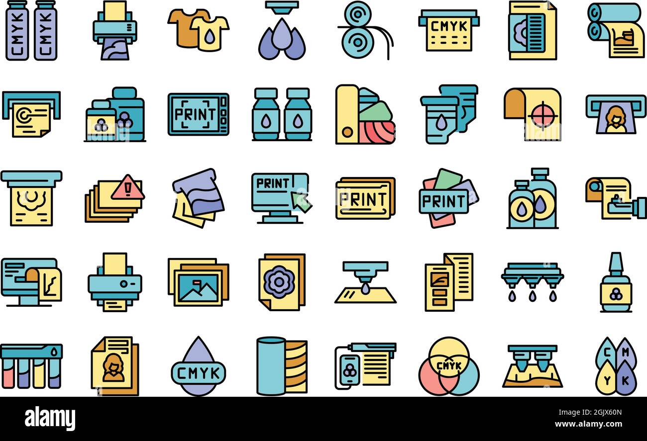 Digital printing icons set. Outline set of digital printing vector ... Digital printing icons set. Outline set of digital printing vector ...