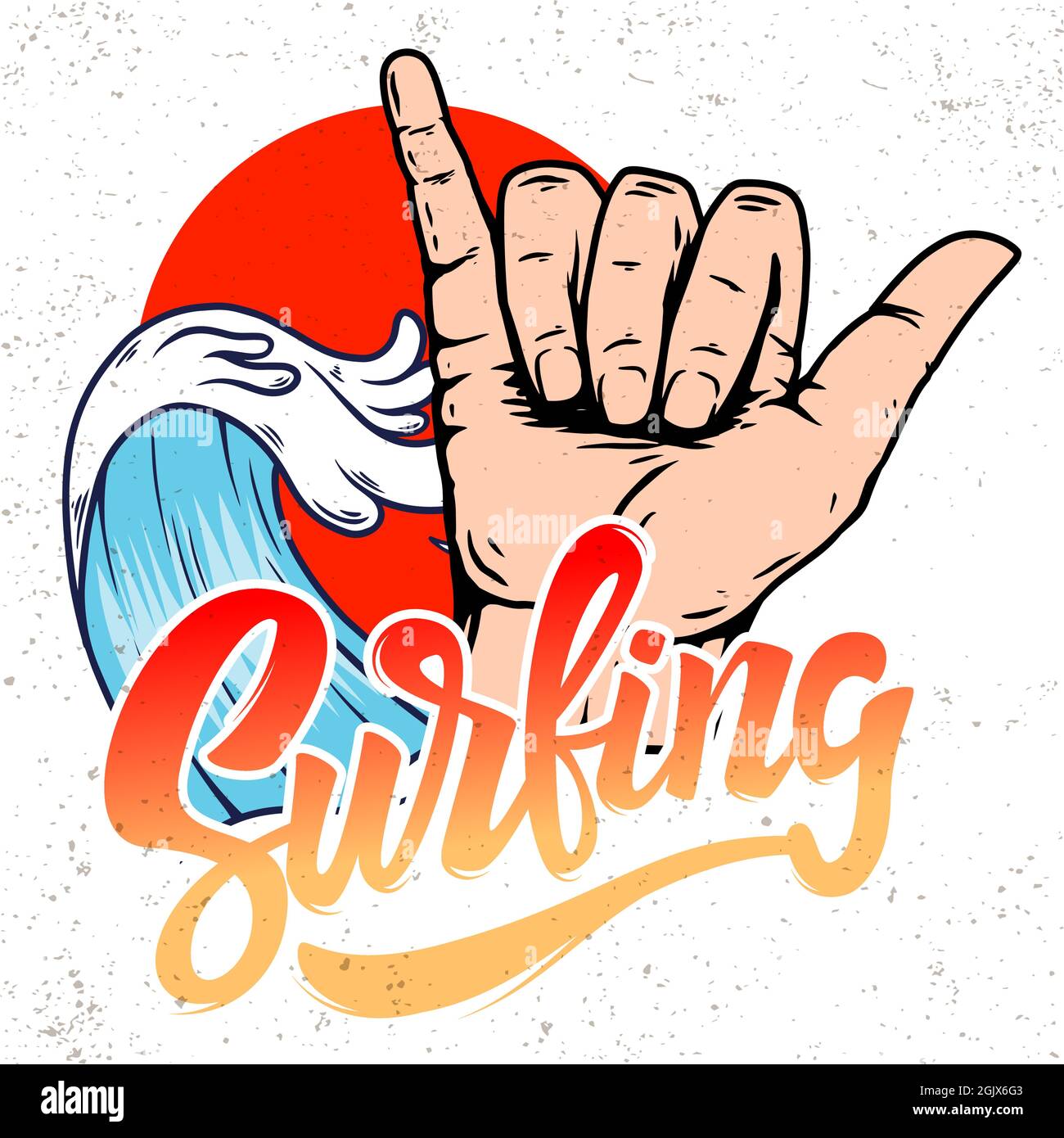 Surfing. Emblem template with sea waves and palms. Design element for ...