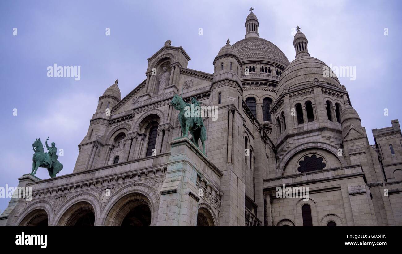 The Basilica of the Sacred Heart of Paris during a cloudy day Stock ...