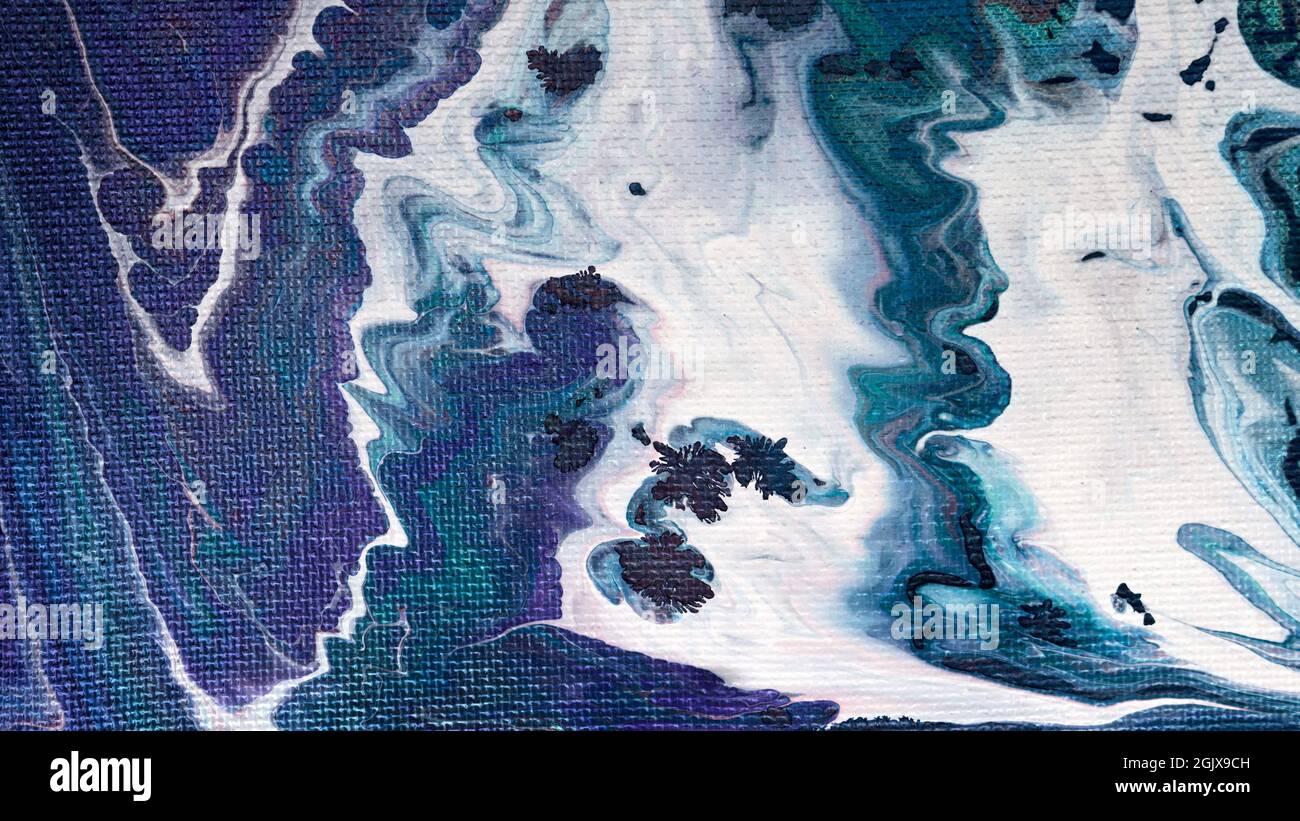 Abstract Fluid Art Painting Background. Acrylic Pour. Modern Contemporary Art. Canvas texture ...