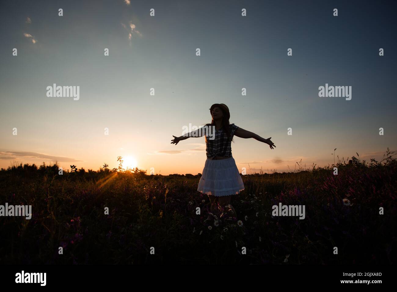 Girl feeling happy being connected with the nature Stock Photo - Alamy