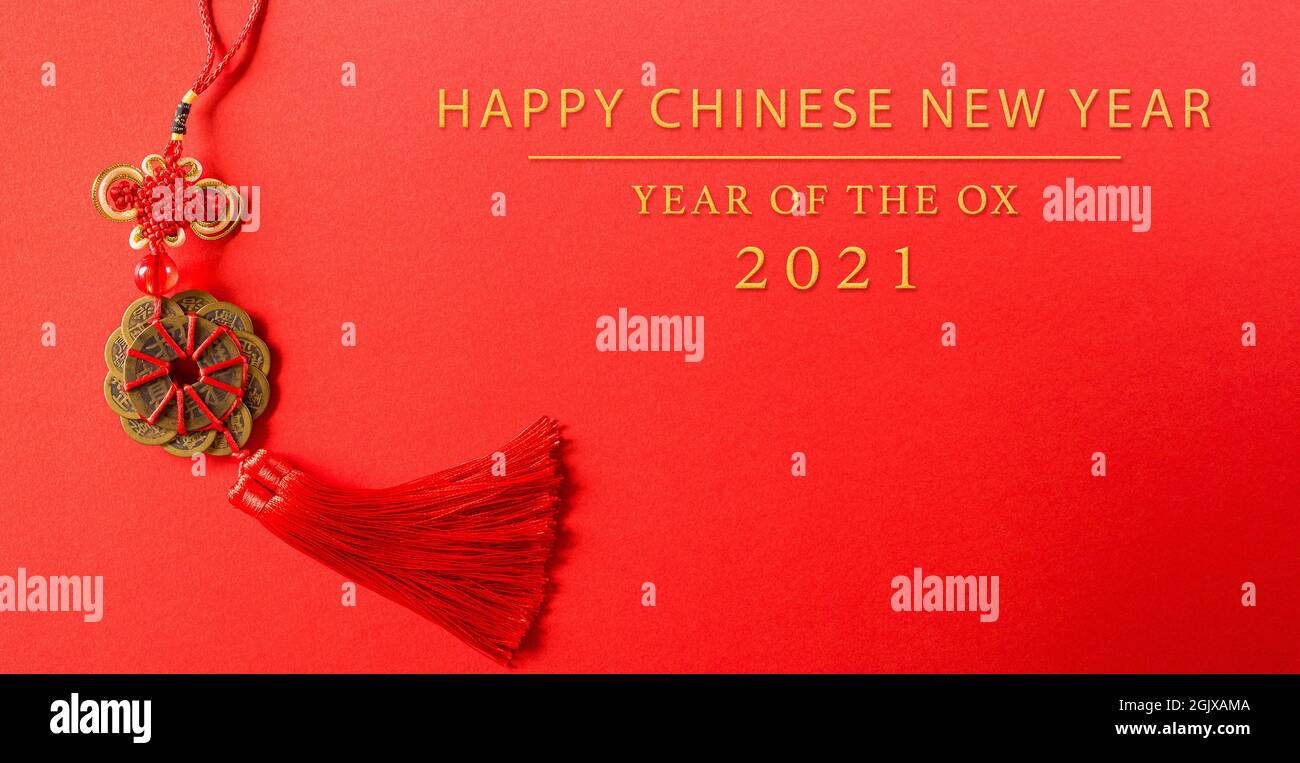 Chinese good luck symbol for chinese new year decoration on red ...