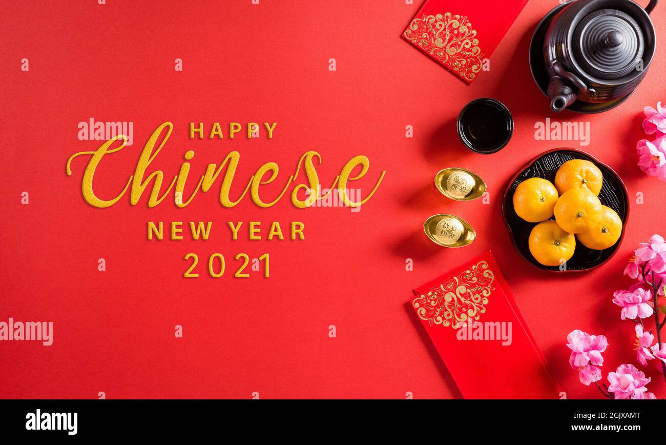 Chinese new year festival decorations pow or red packet, orange and ...