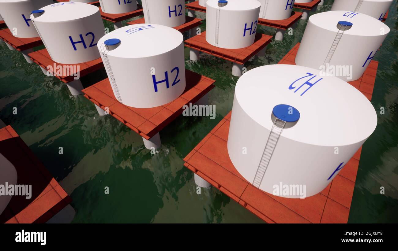 H2 hydrogen on sea Alternative energy concept Renewable Sustainable ...