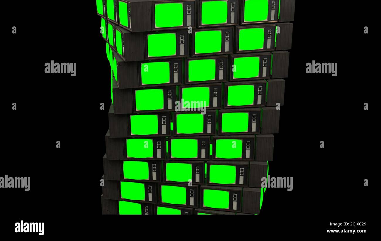 Old tv green screen mockup retro 80s 90s 3d render Stock Photo - Alamy