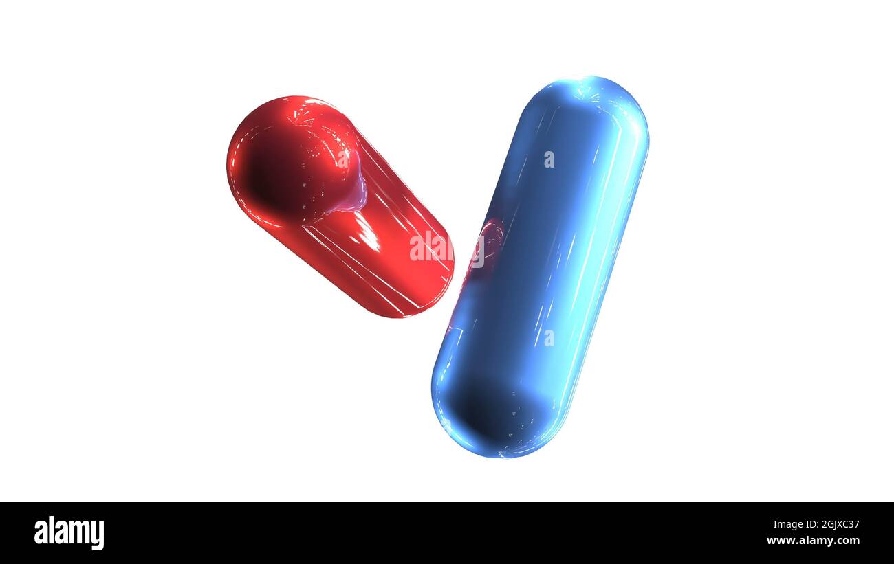 Red and blue pills Medical science 3d render Stock Photo - Alamy