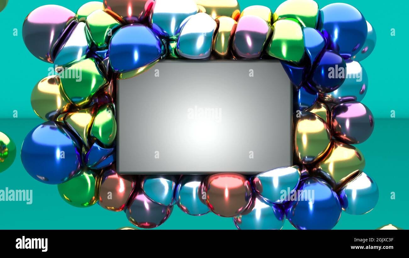 Color Soft metal spheres Fluid art minimal cg intro 3d render Stock ...