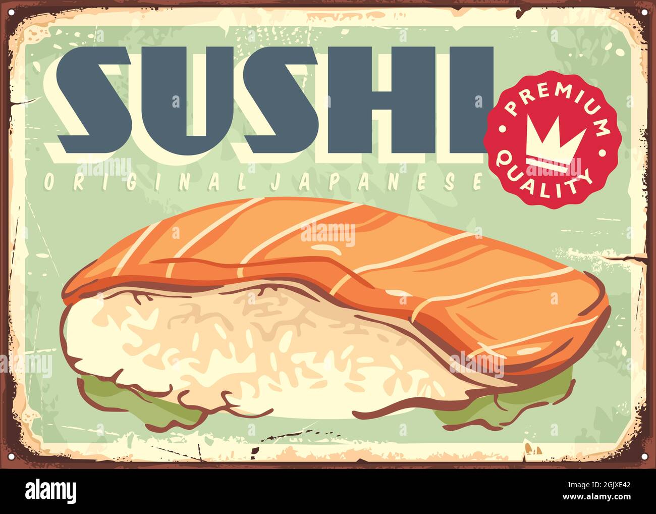 Original Japanese sushi retro sign idea with delicious Japan cuisine ...