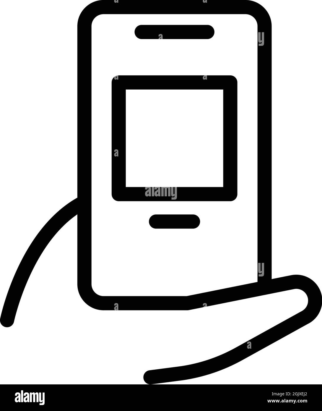 Hand holding phone icon outline vector. Hold cellphone. Smart mobile ...
