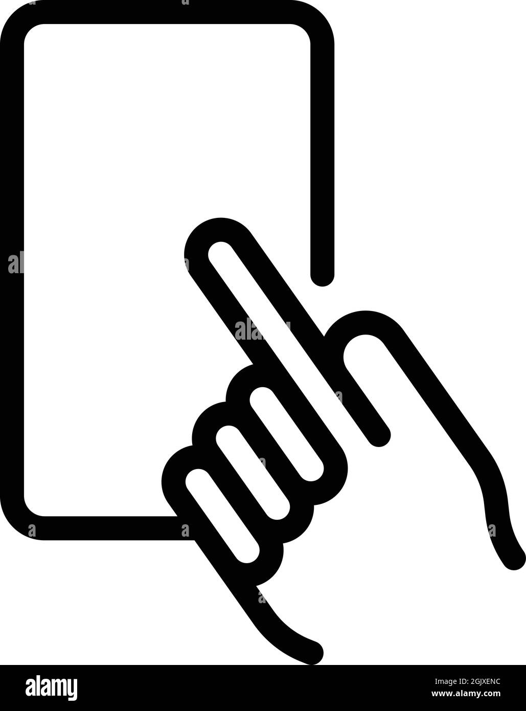Finger phone icon outline vector. Hand smartphone. Touch mobile Stock ...
