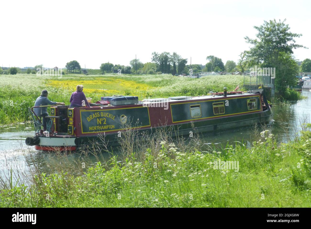 Narrow boat on the River Nene at Billing Aquadrome Northampton UK long ...