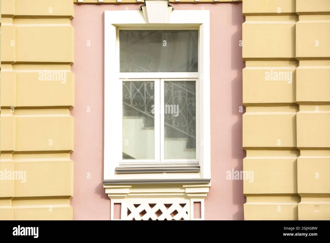 Vintage window with decorated wall background Stock Photo - Alamy