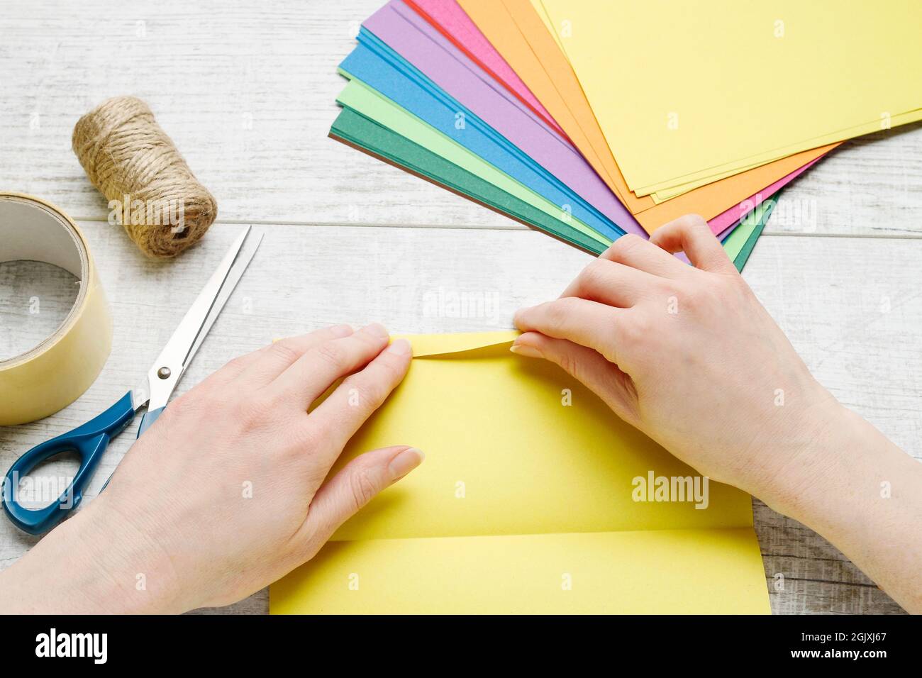 How to make paper party decorations. Step by step, tutorial Stock Photo ...