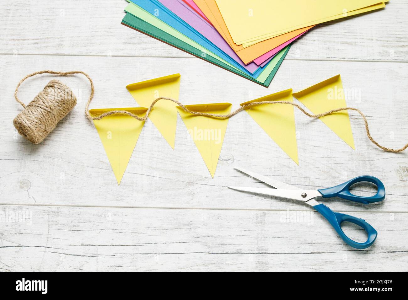 How to make paper party decorations. Step by step, tutorial Stock Photo ...