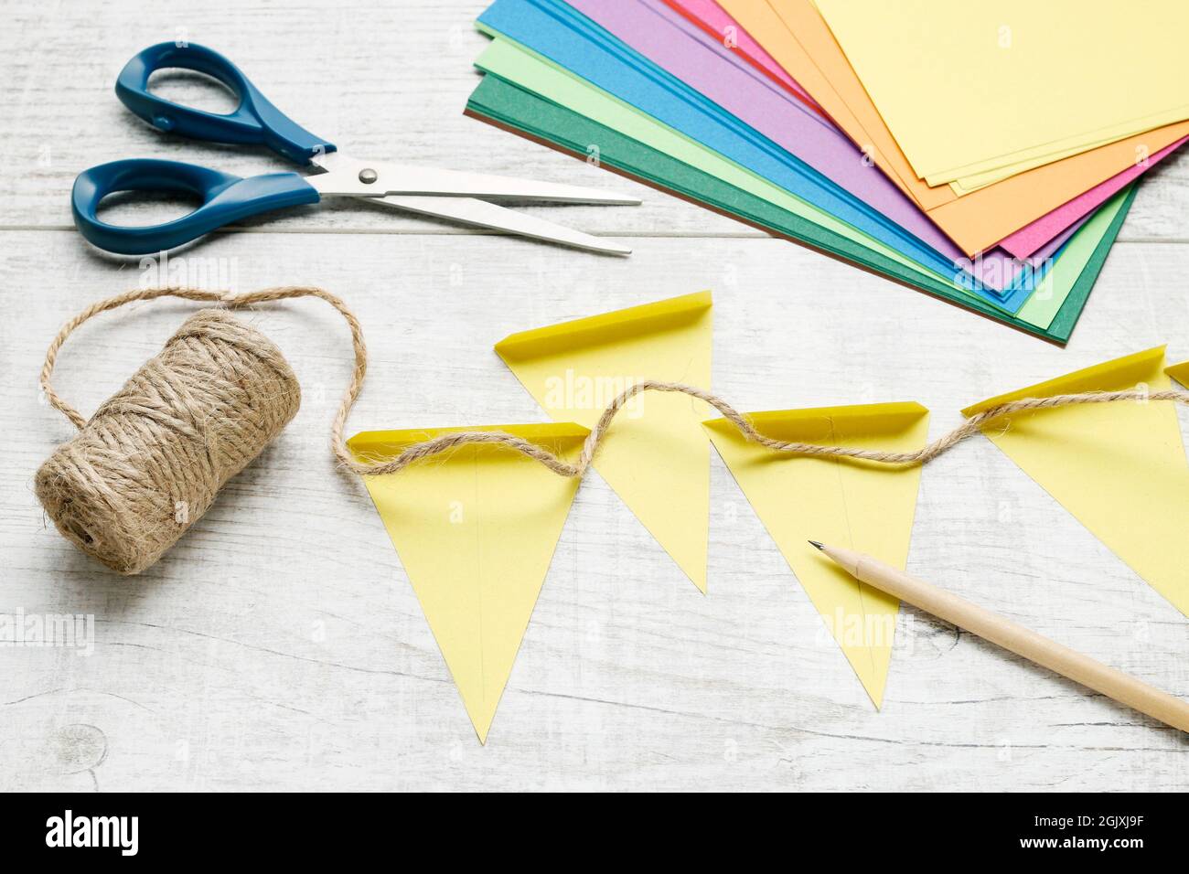 How to make paper party decorations. Step by step, tutorial Stock Photo ...