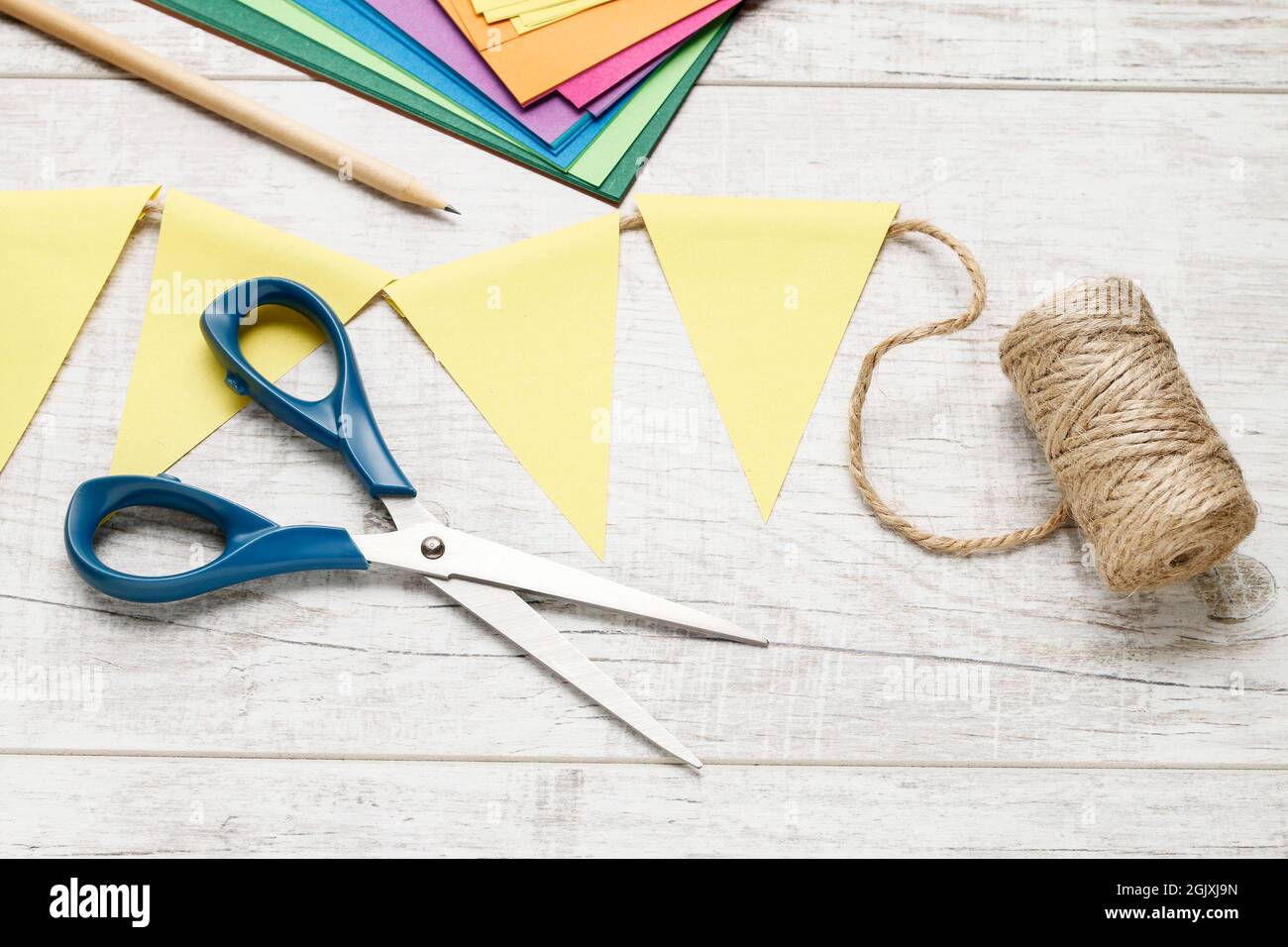 How to make paper party decorations. Step by step, tutorial Stock Photo ...