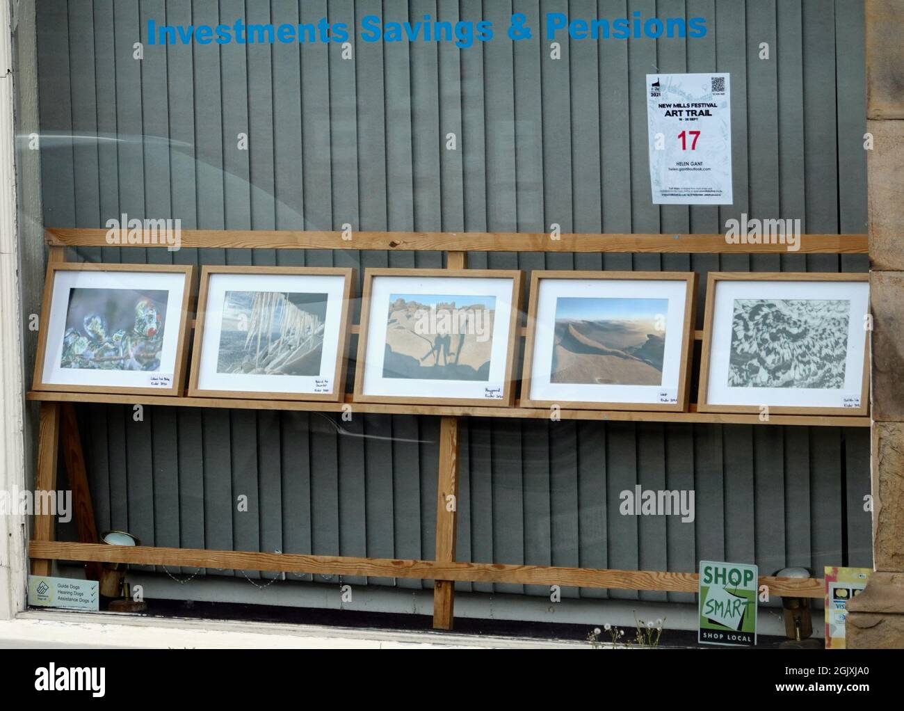 Artwork on display in a shop window during the New Mills Art Trail from ...