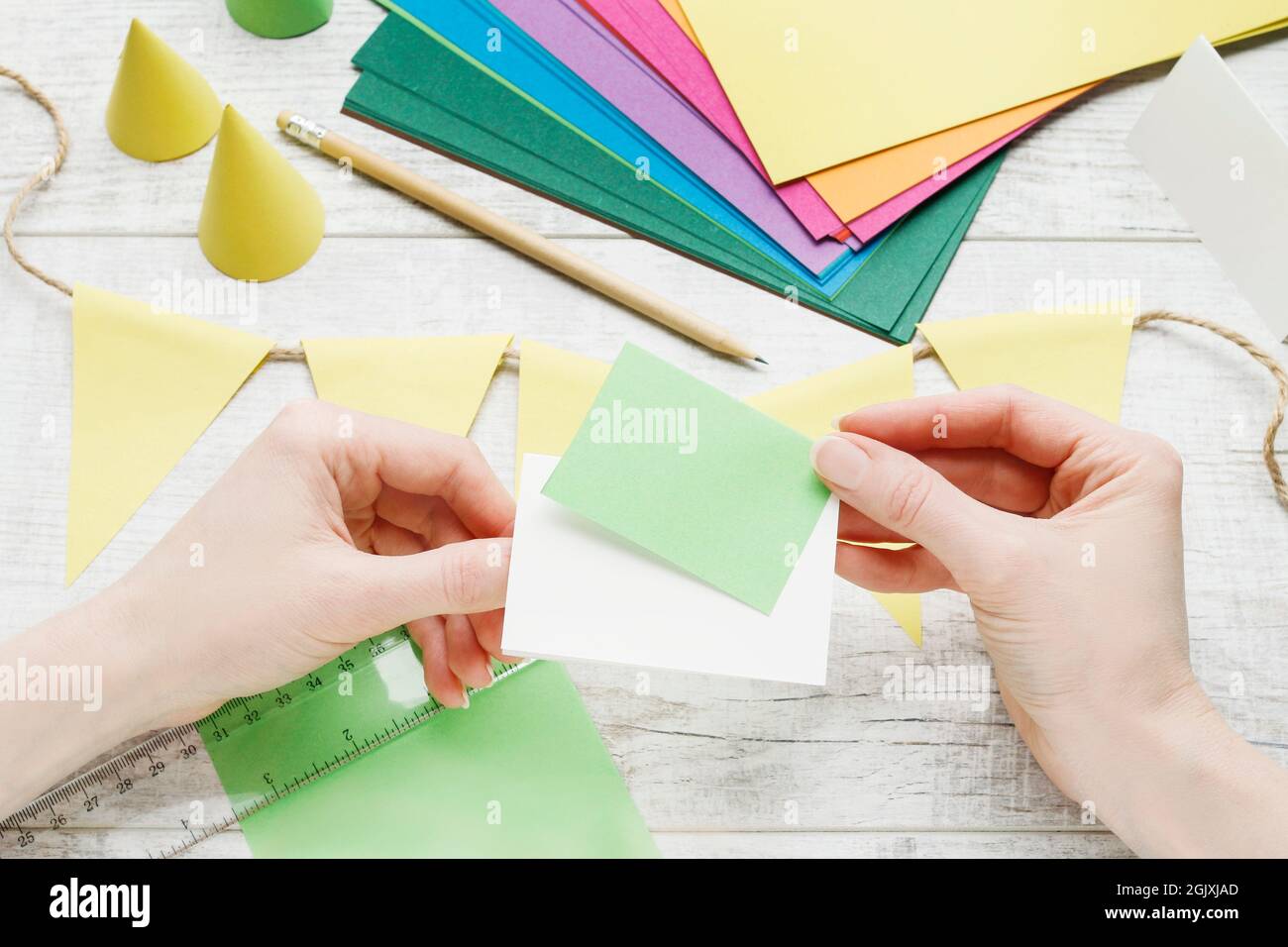 How to make paper party decorations. Step by step, tutorial Stock Photo ...