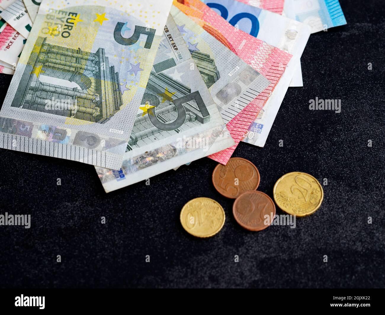 In this photo illustration a collection of various Euro banknotes and ...