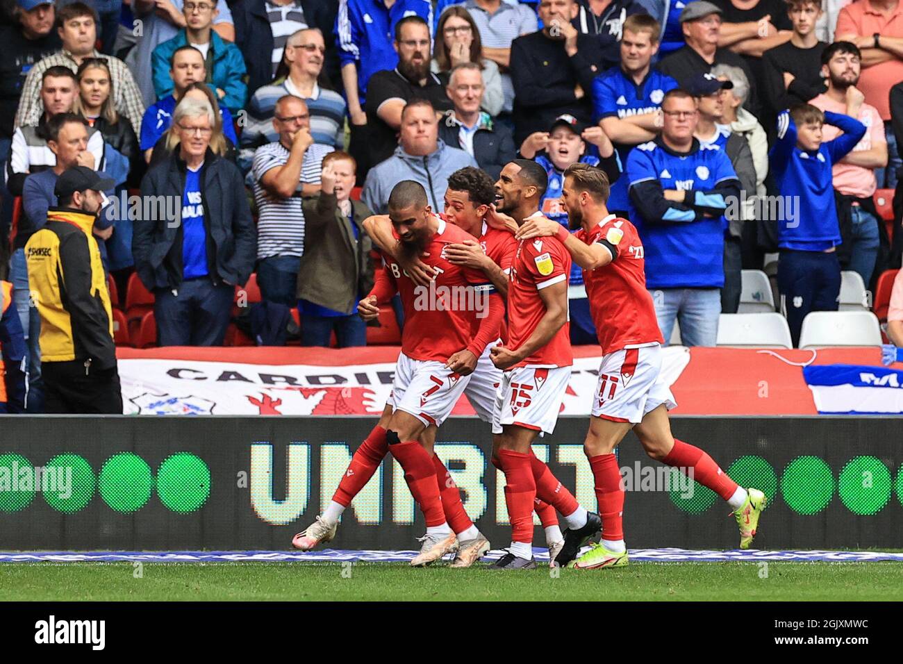 Lewis Grabban #7 of Nottingham Forest celebrates his goal to make it 1 ...