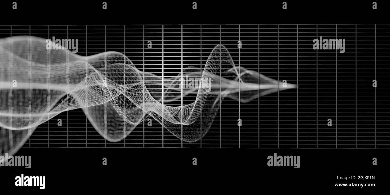 Abstract visualization of sound waves with different frequency or ...