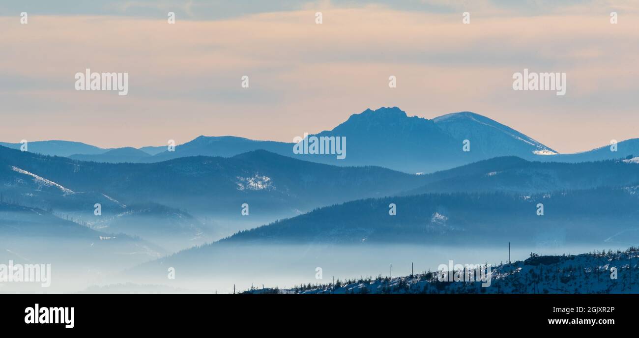 View to Velky Rozsutec and Stoh in Mala Fatra mountains in Slovakia ...