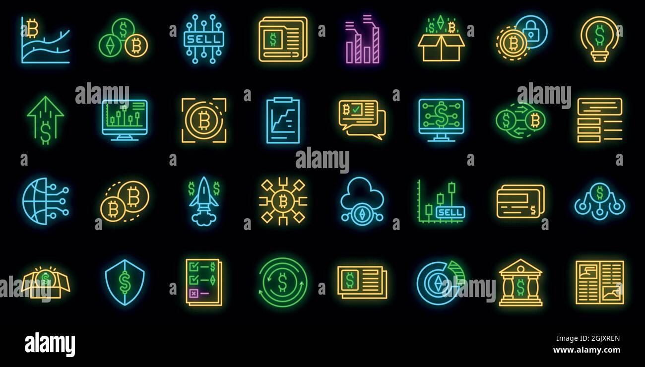 Emerging market icons set. Outline set of emerging market vector icons ...