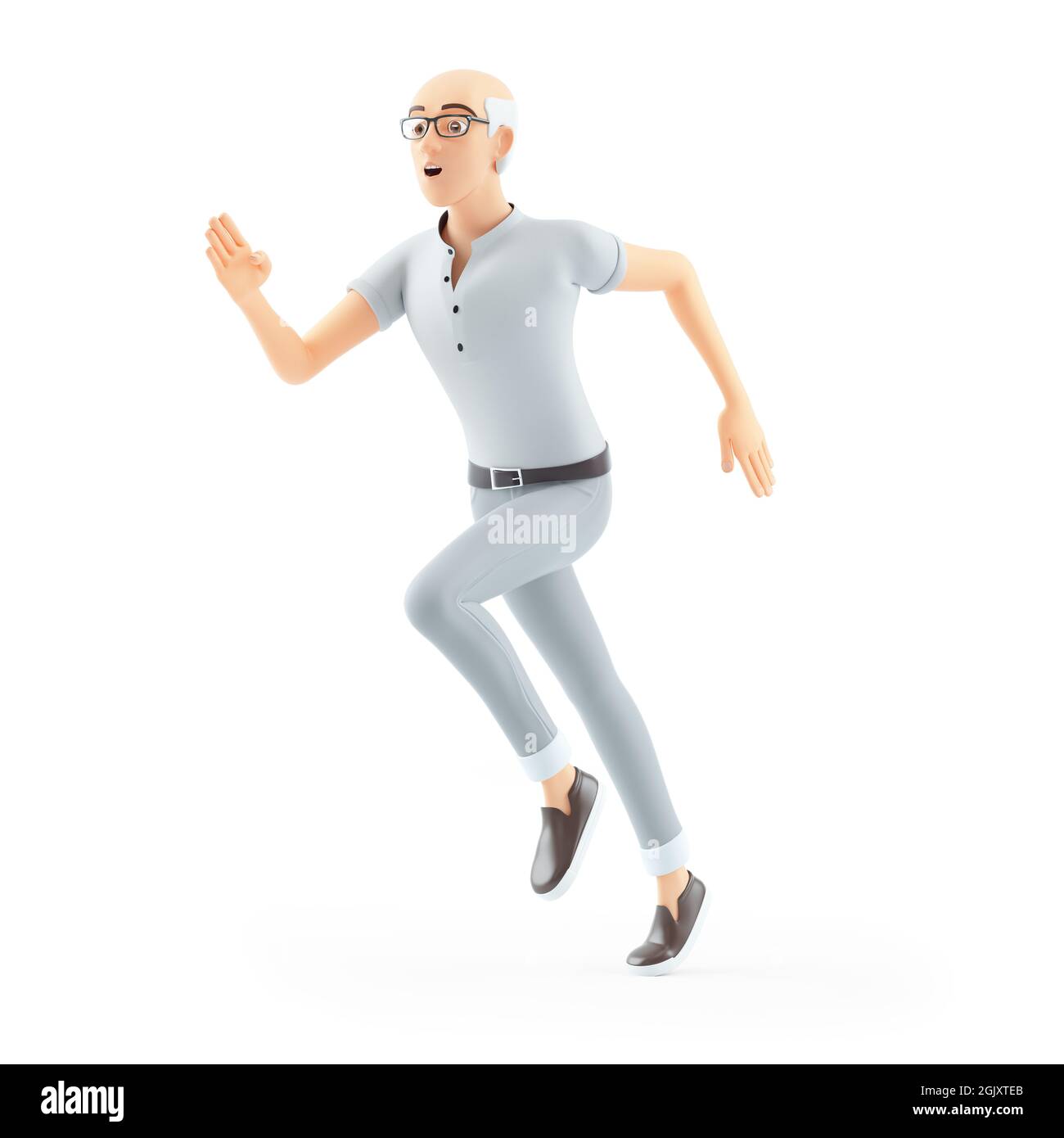 3d senior man running, illustration isolated on white background Stock ...