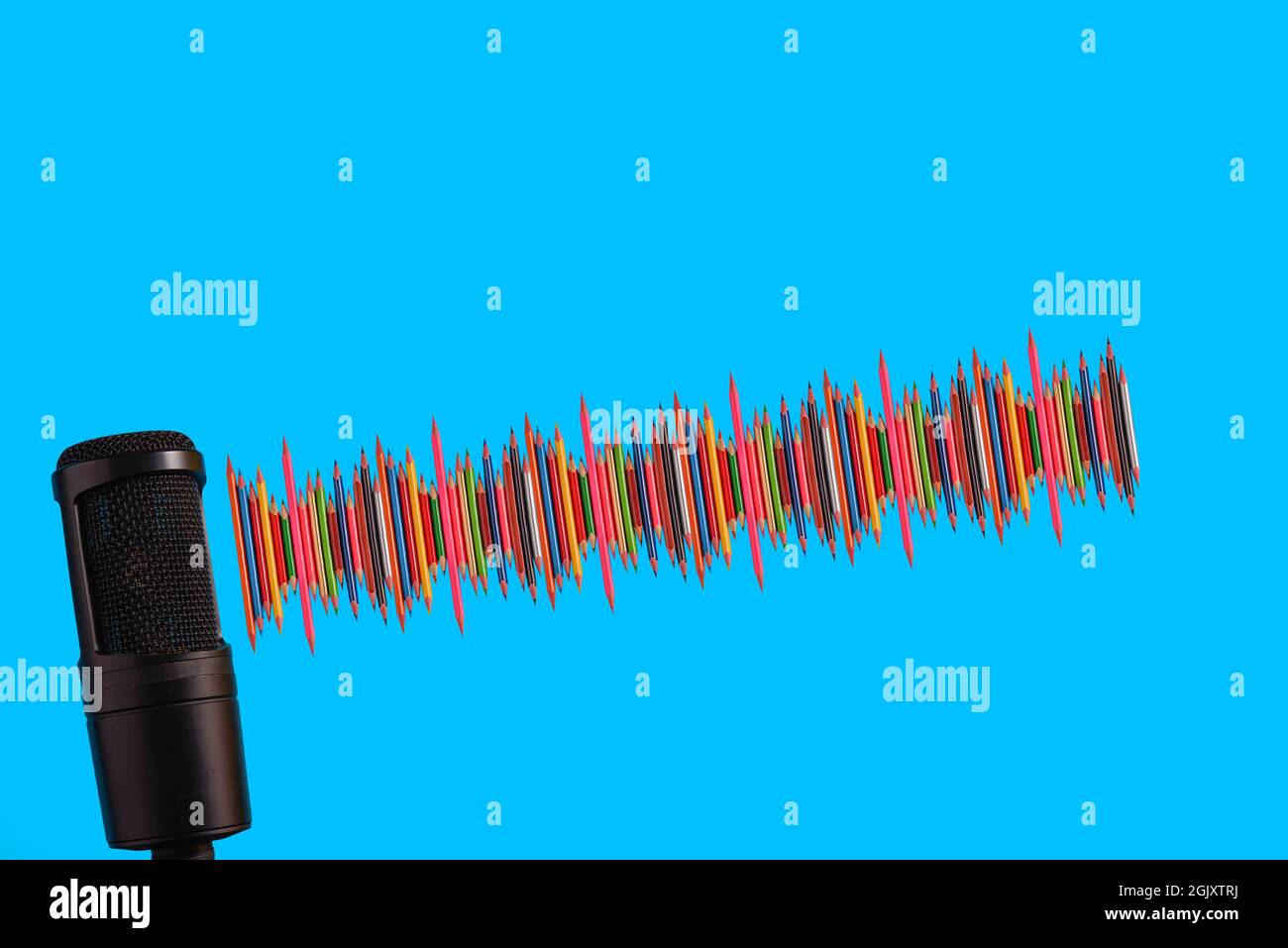 Frequency of sound waves from nature. Microphone and frequency waves of ...